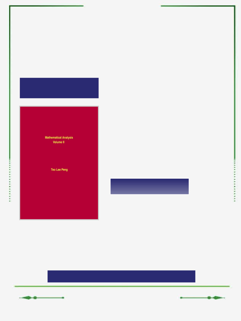 Mathematical Analysis: Volume II 1, January 1 2024 Edition Teo Lee Peng ...