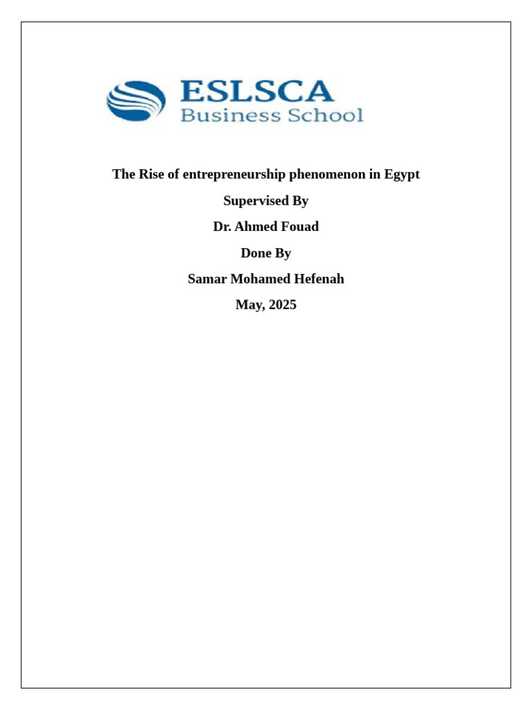 Entrepreneurship Growth in Egypt 2025 | PDF | Entrepreneurship ...