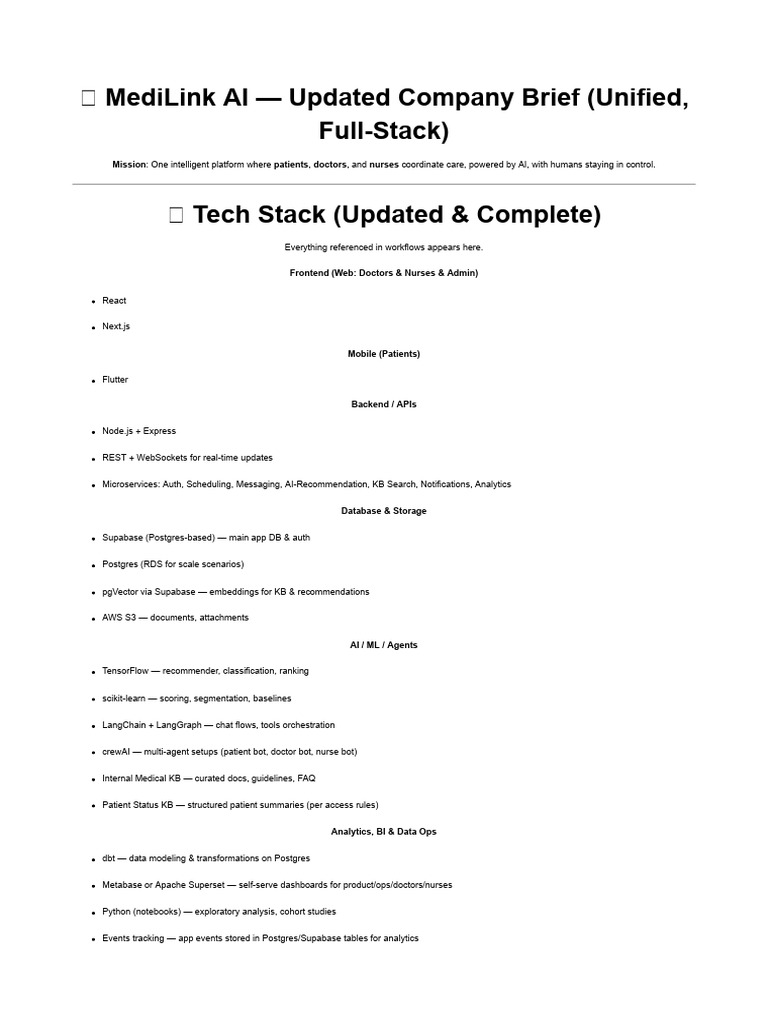 MediLink AI: Unified Healthcare Platform | PDF | Memory | Databases