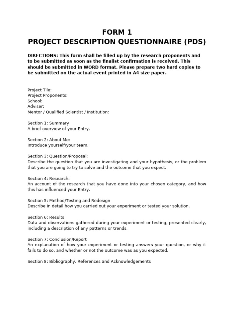 Form 1 PDQ Nsef 2026 | PDF