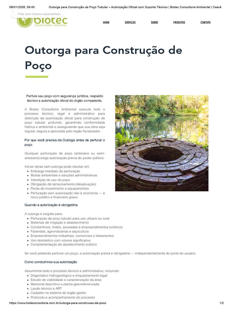 Outorga Para Construção de Poço Tubular – Autorização Oficial Com ...