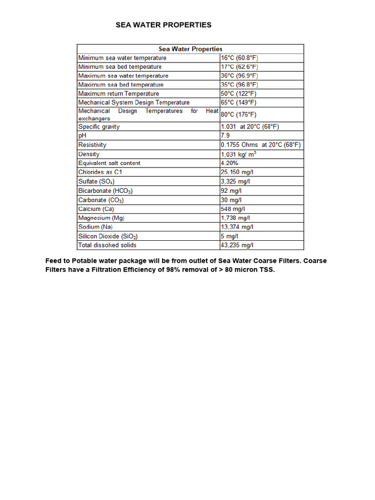 Sea Water Properties | PDF