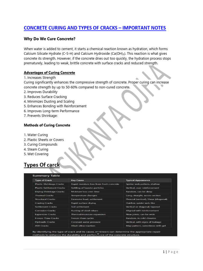 Concrete Curing and Crack Types Guide | PDF | Concrete | Civil Engineering