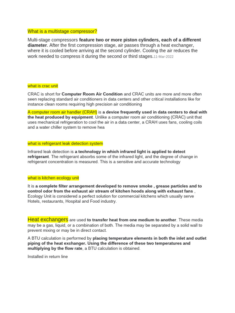 Understanding Multistage Compressors and CRAC Units | PDF | Heat ...