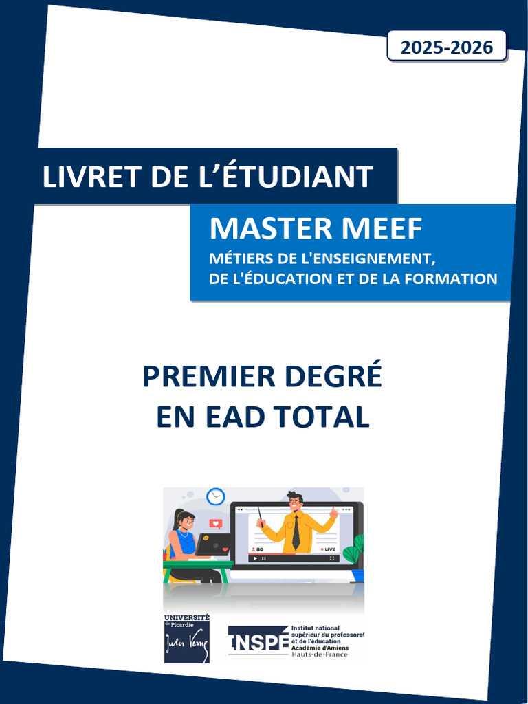 Master MEEF 1er Degré EAD 2025-2026 | PDF | Enseignants | Pédagogie