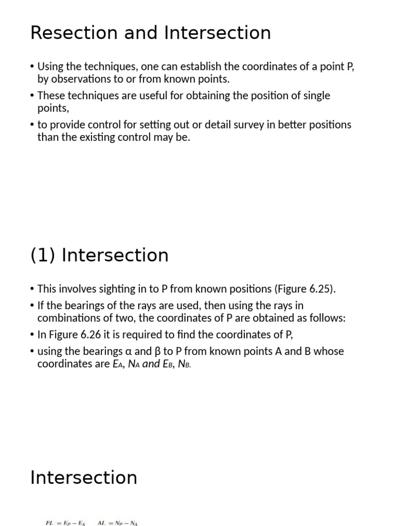 Resection and Intersection Techniques | PDF