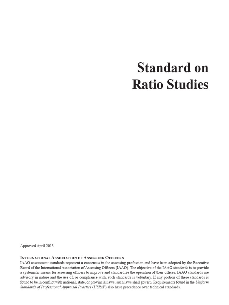 IAAO Standard on Ratio Studies | PDF | Real Estate Appraisal | Outlier