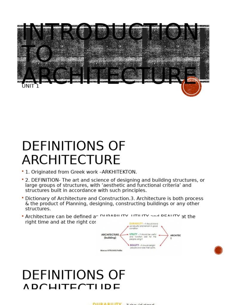 Definition_INTRODUCTION TO ARCHITECTURE_Part 01 | PDF