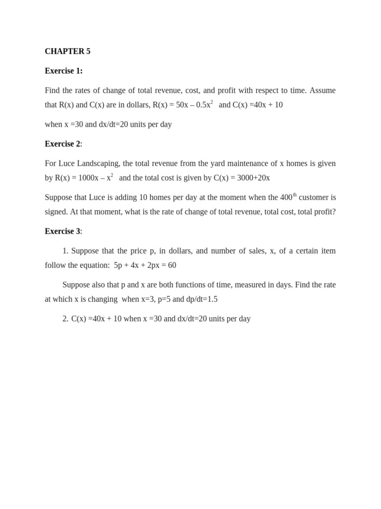 Exercise - ch5 Mathematics | PDF | Elasticity (Economics) | Demand