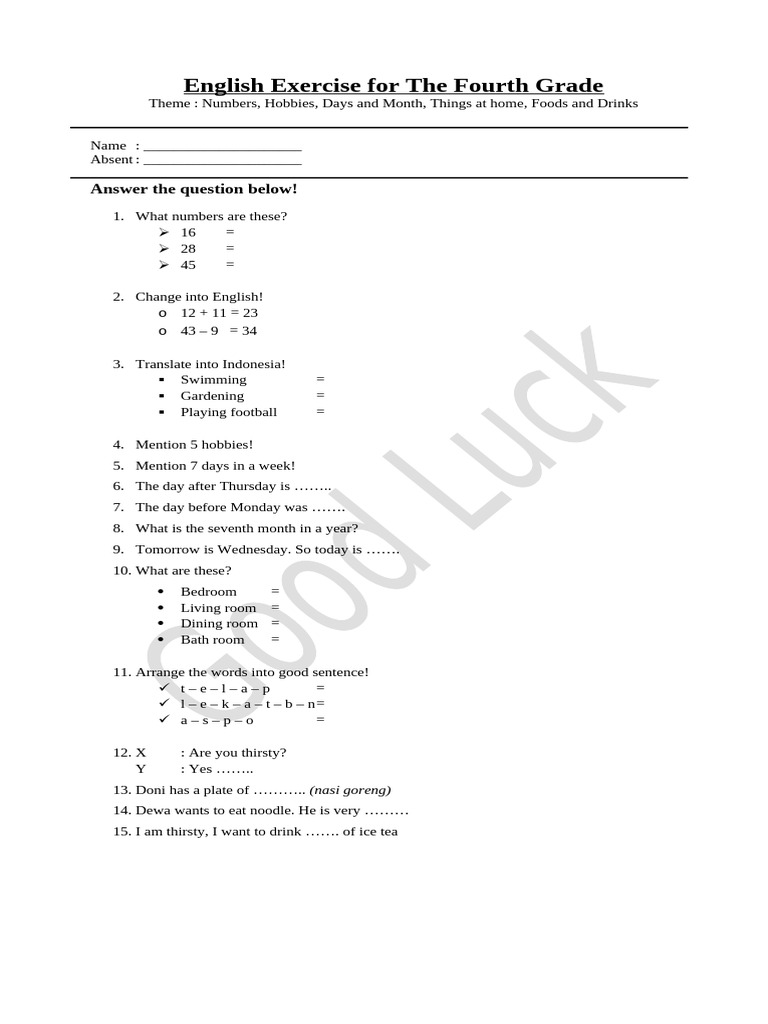 English Exercise | PDF