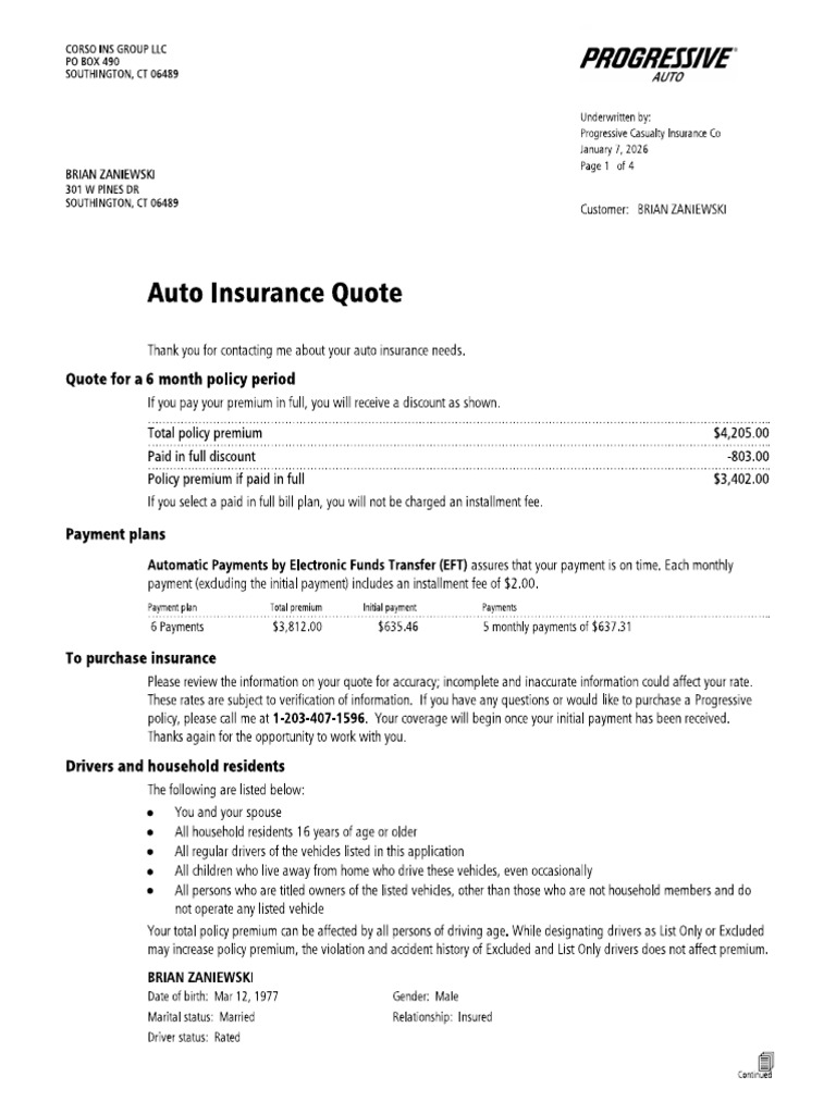 Brian Zaniewski - Progressive Auto | PDF