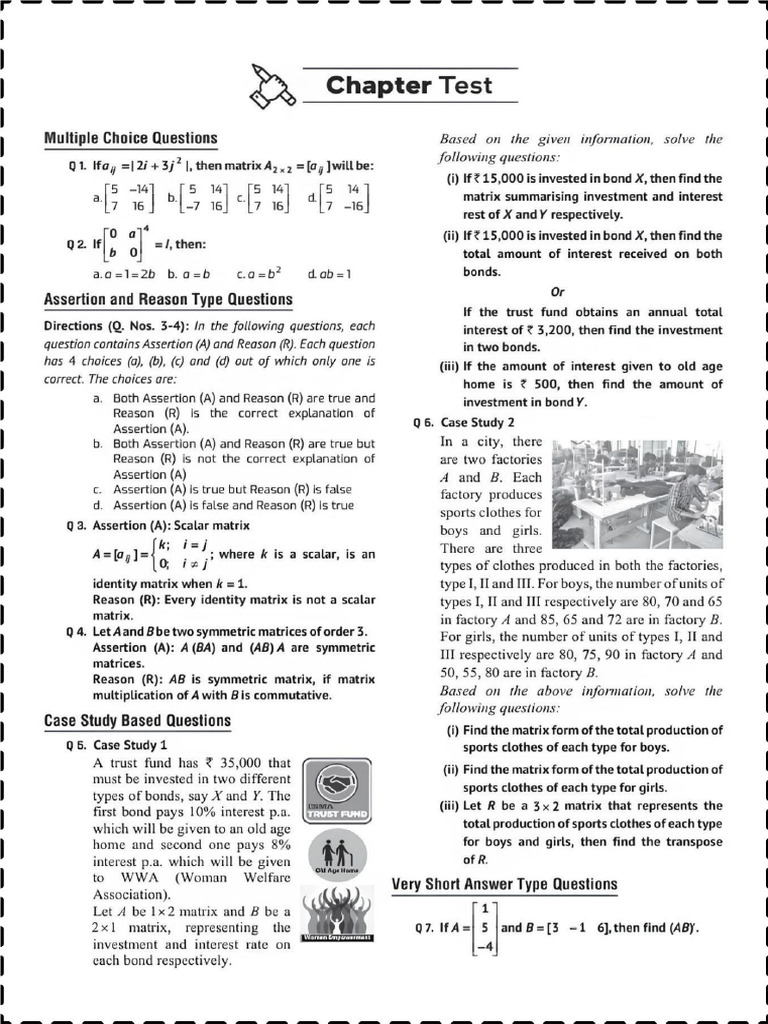 CH - 3 Matrix Class 12 | PDF