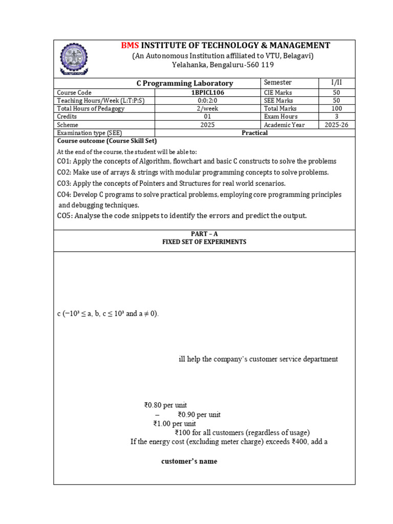 C Programming Lab Experiments Guide | PDF | Matrix (Mathematics ...