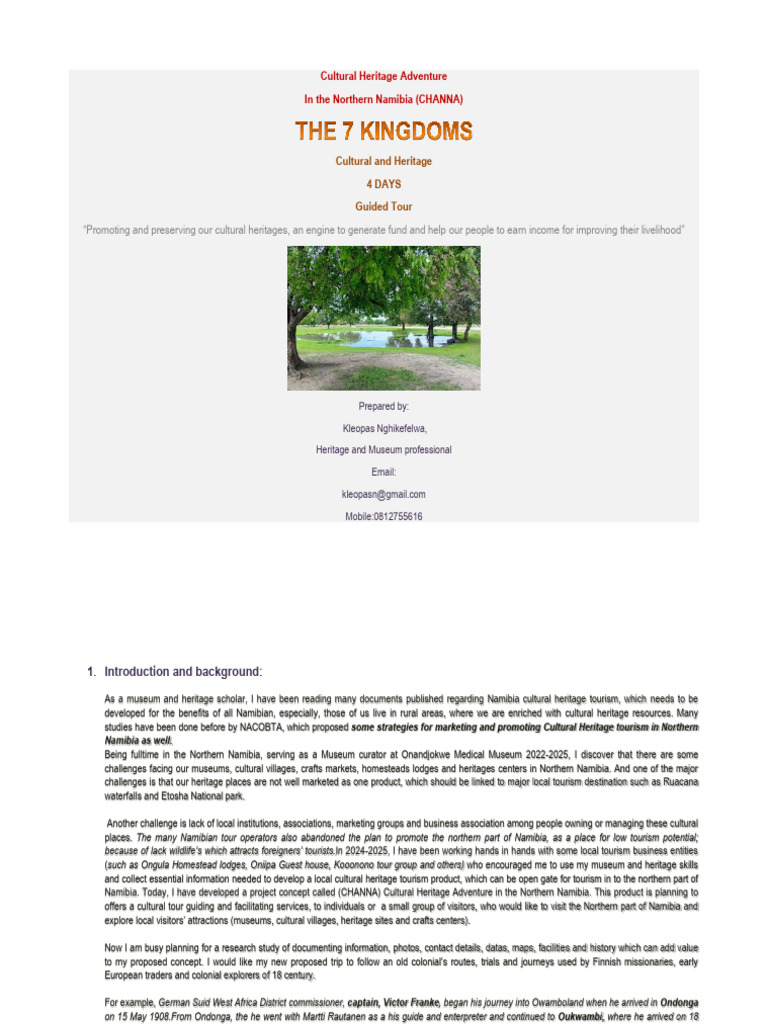 Northern Namibia Cultural Heritage Tour | PDF | Cost Of Living | Namibia