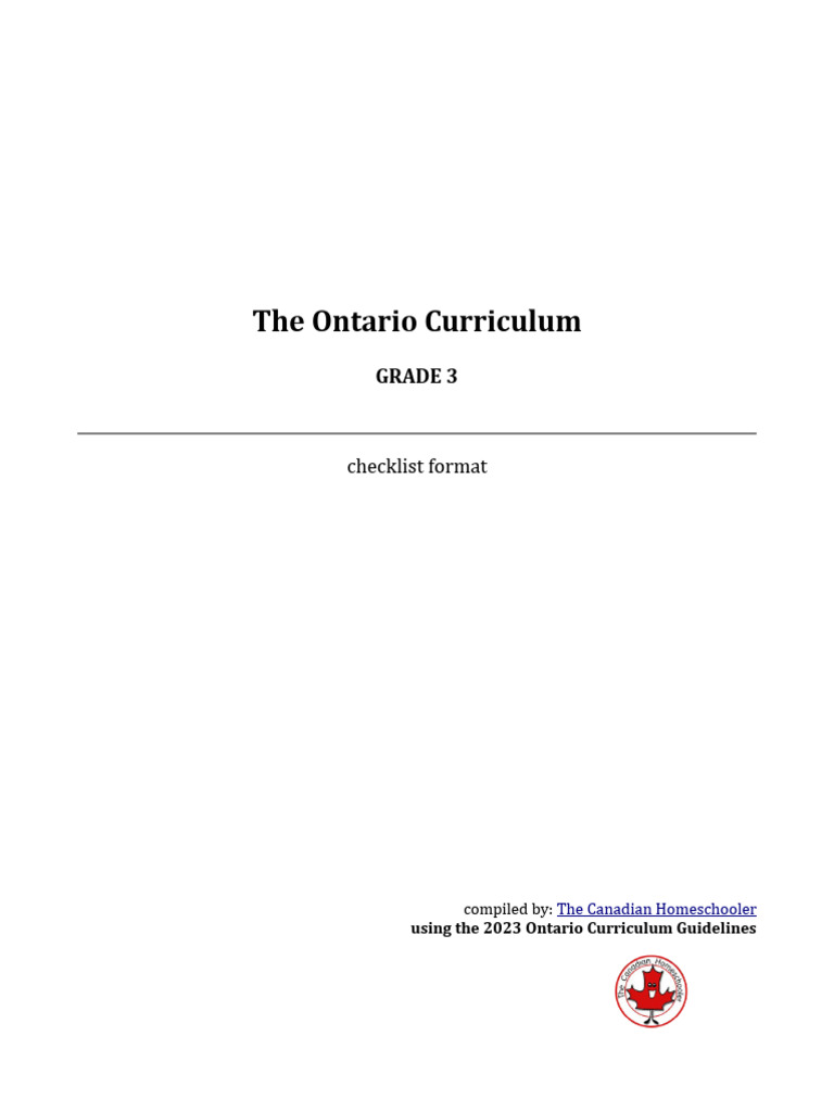 Ontario Grade 3 Curriculum Checklist | PDF | Reading Comprehension | Plants