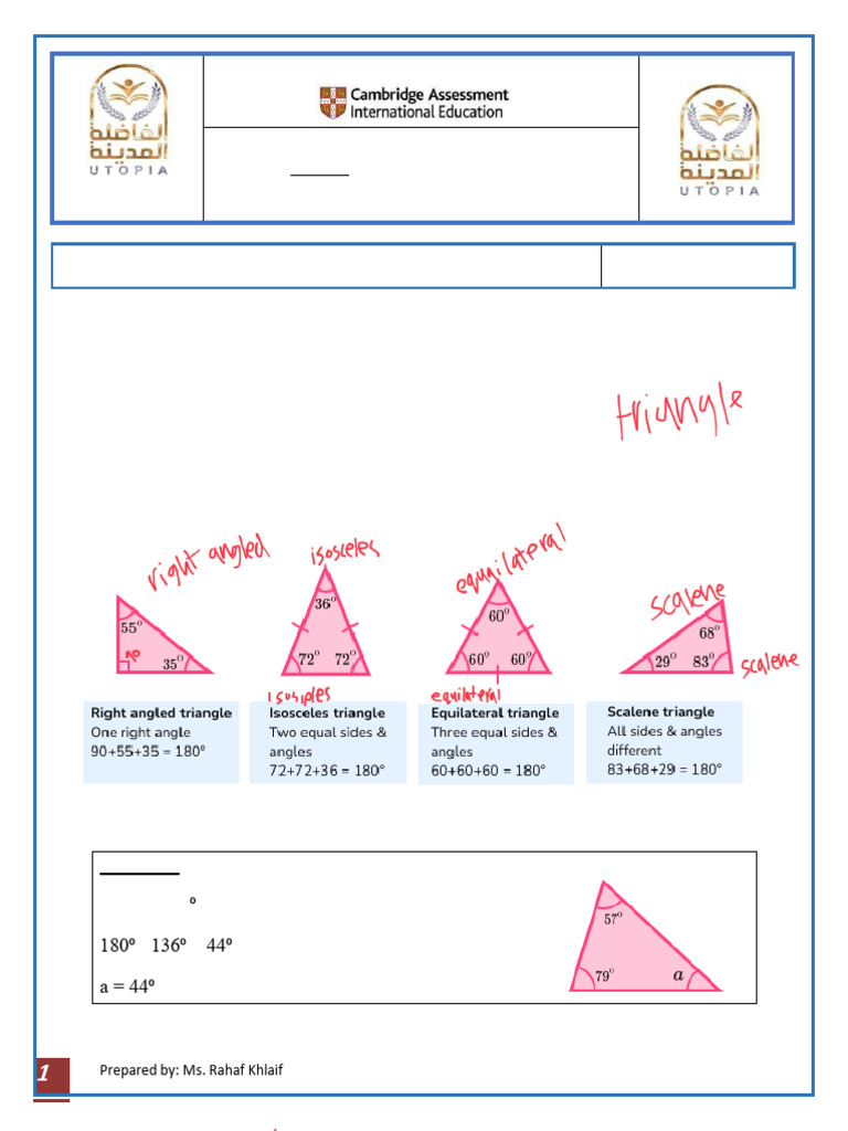 Angles of Triangles (6) | PDF