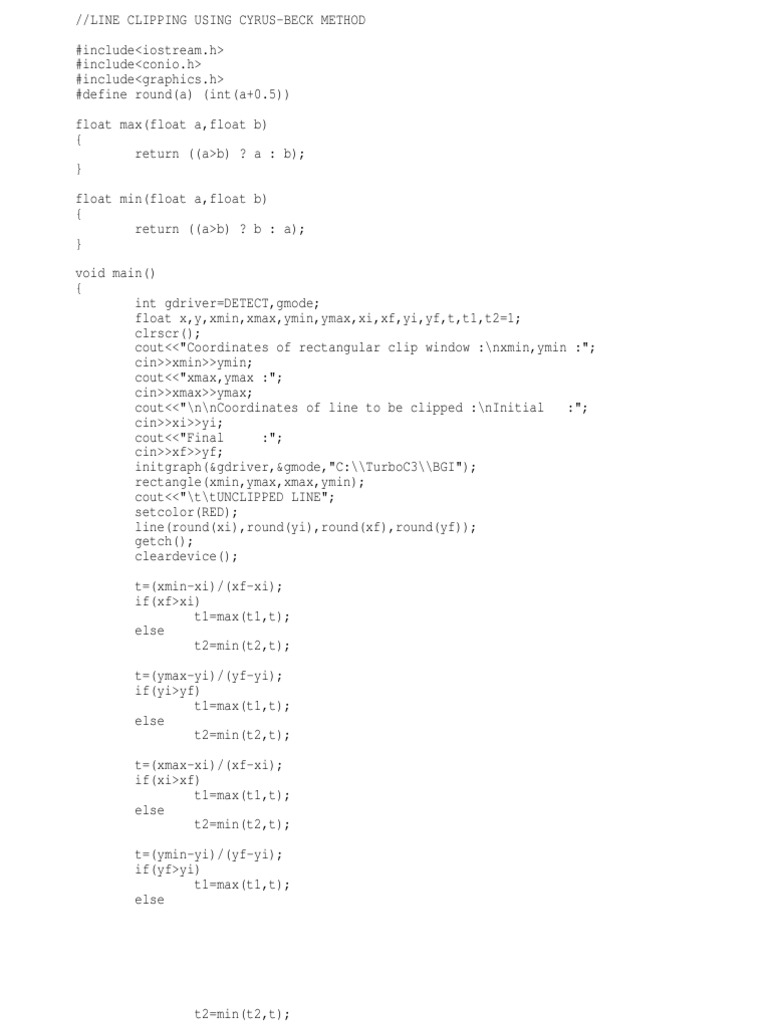Line Clipping Using Cyrus-Beck Method | PDF