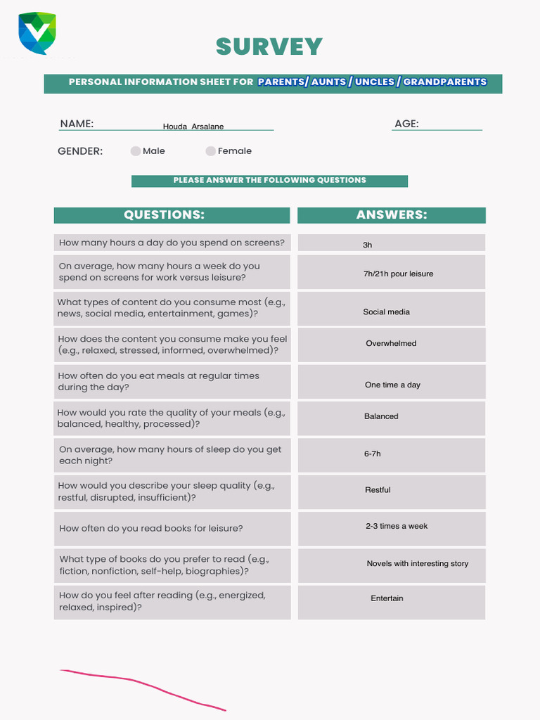 6th - Green Gray Simple Survey Form A4 Document | PDF | Meal