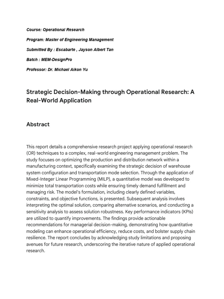 Optimizing Production & Distribution Costs | PDF | Linear Programming ...