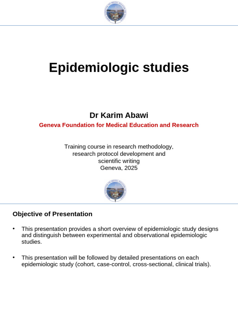 Overview of Epidemiologic Study Designs | PDF | Epidemiology | Cohort Study