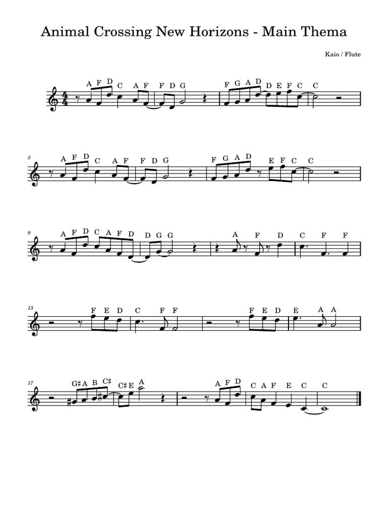 Animal Crossing New Horizons - Main Thema | PDF