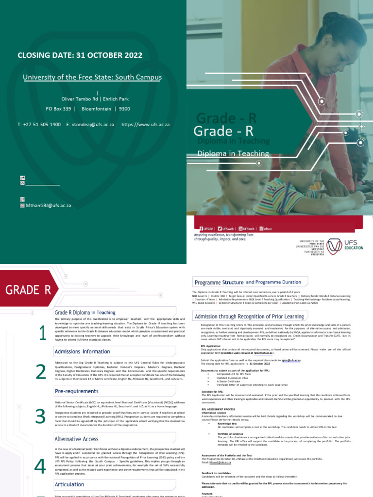 Grade-R-Diploma-in-Teaching-Flyer (1) | PDF | Academic Degree ...