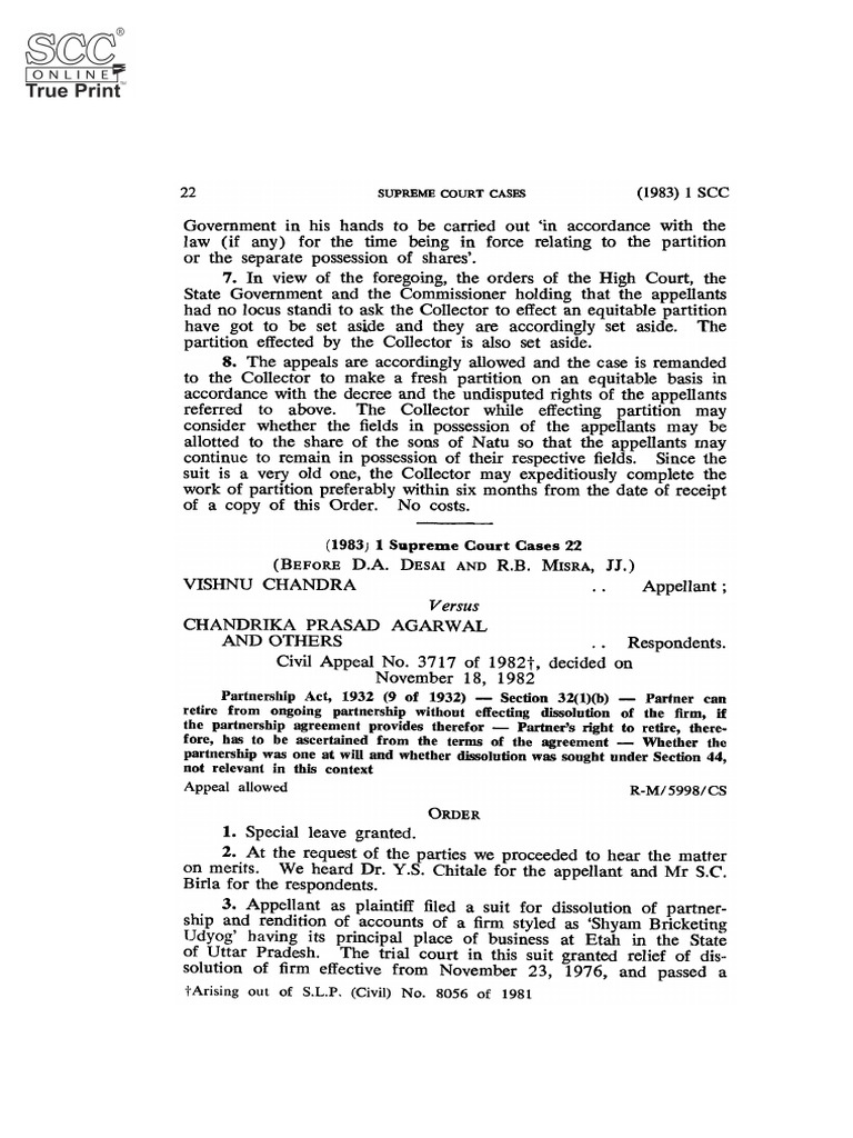 Vishnu Chandra v. Chandrika Prasad Agarw ..., (1983) 1 SCC 22 | PDF