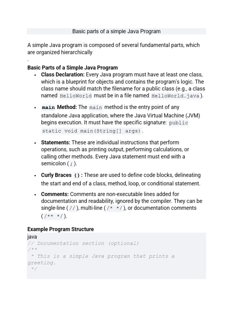 Basic Parts of a Simple Java Program_251206_004253 | PDF