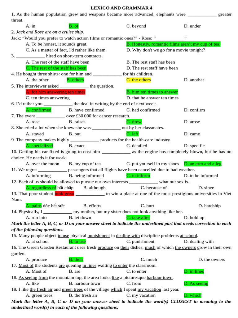 Lexico and Grammar 4 | PDF