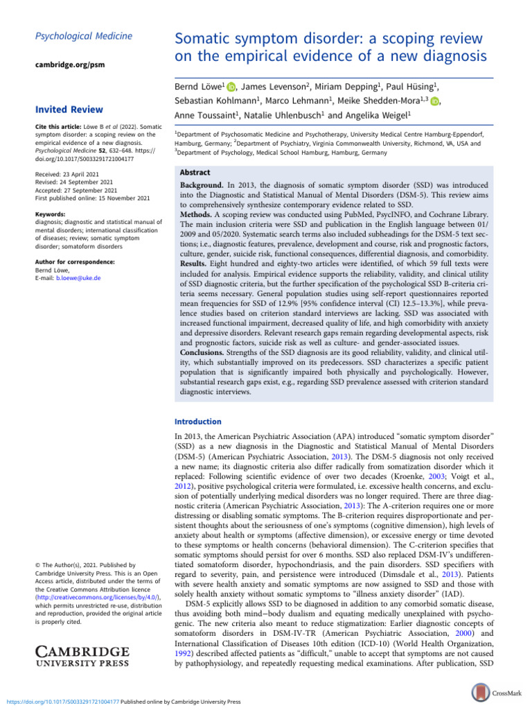 Somatic Symptom Disorder | PDF | Mental Disorder | Dsm 5