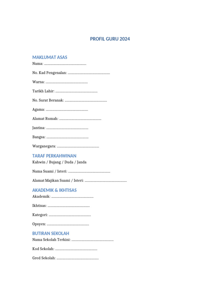 Template Profil Guru 2024 | PDF