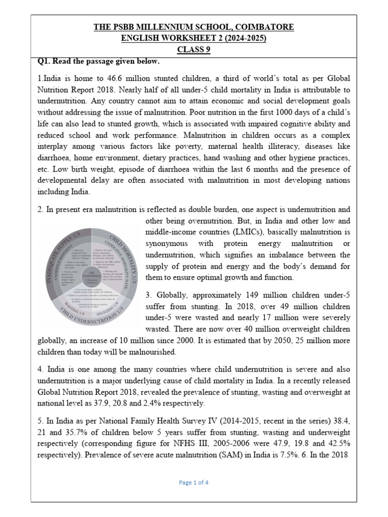 IX_std_English_Worksheet_2_2024-251722245221 | PDF | Malnutrition ...