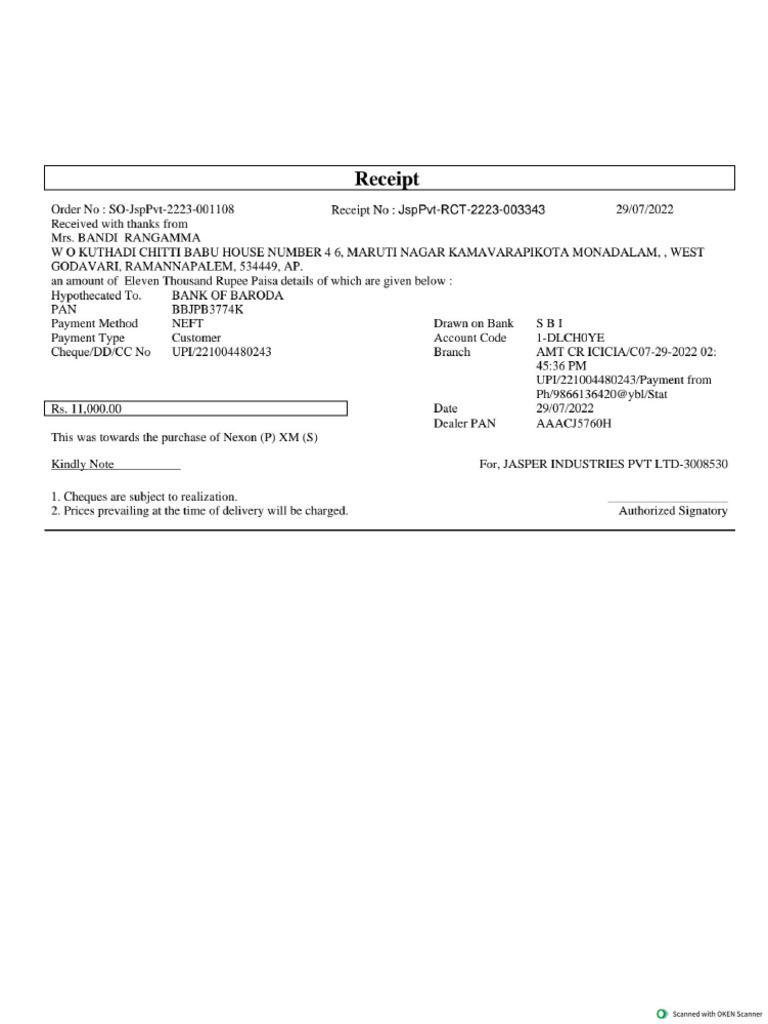 Payment Receipt - 2022-08-20T194420.805 PDF | PDF