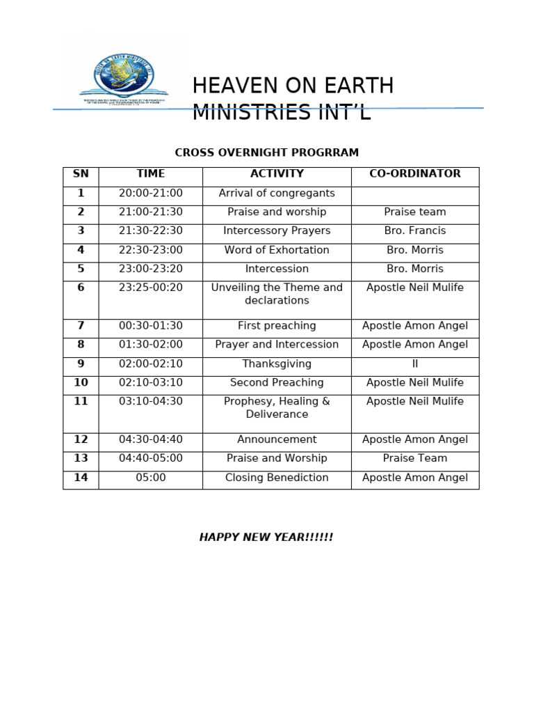 Cross Overnight Program | PDF