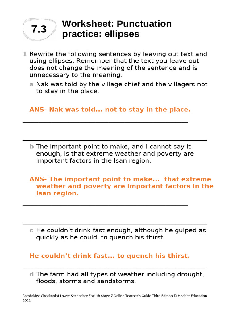 Punctuation Practice: Using Ellipses | PDF | Punctuation | Ellipsis