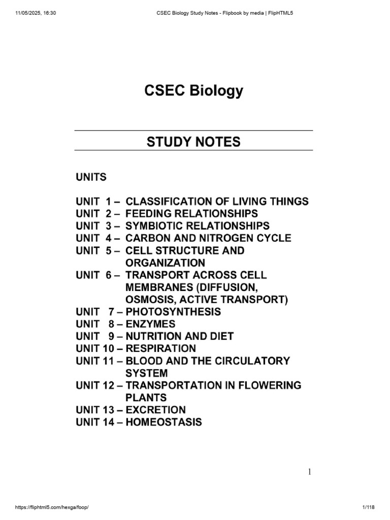 CSEC Biology Study Notes - Flipbook by Media - FlipHTML5 | PDF