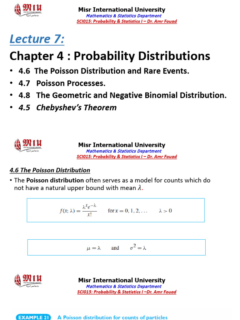Statistics Lecture 7 | PDF | Teaching Mathematics | Poisson Distribution