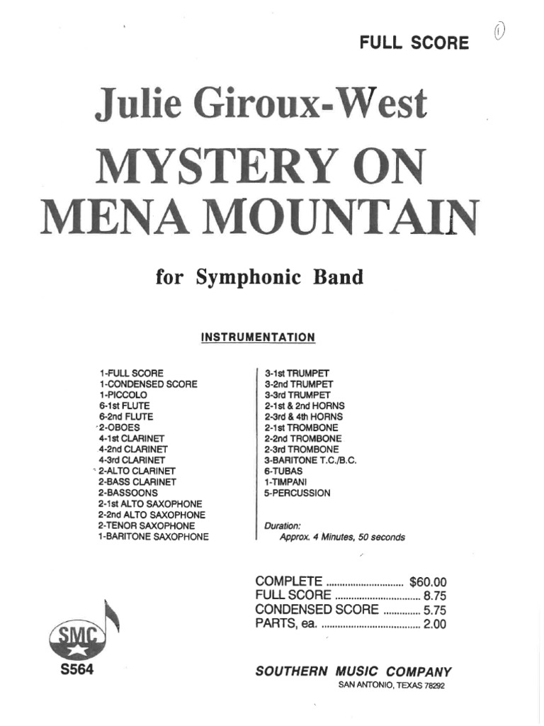 Mystery on Mena Mountain - Score | PDF