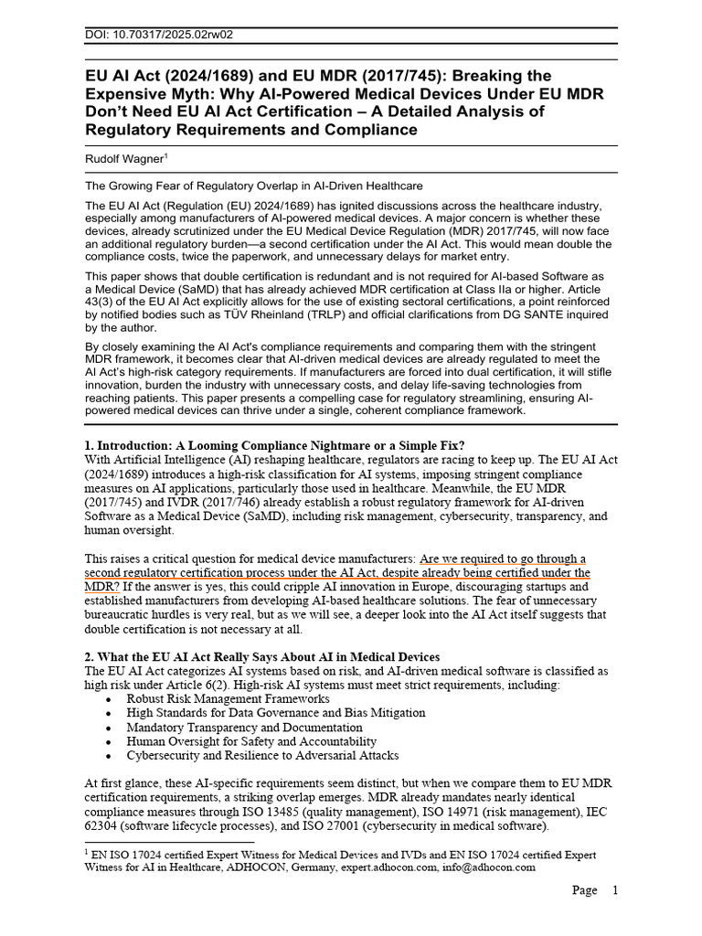 Why AI-Powered Medical Devices Under EU MDR | PDF | Medical Device ...