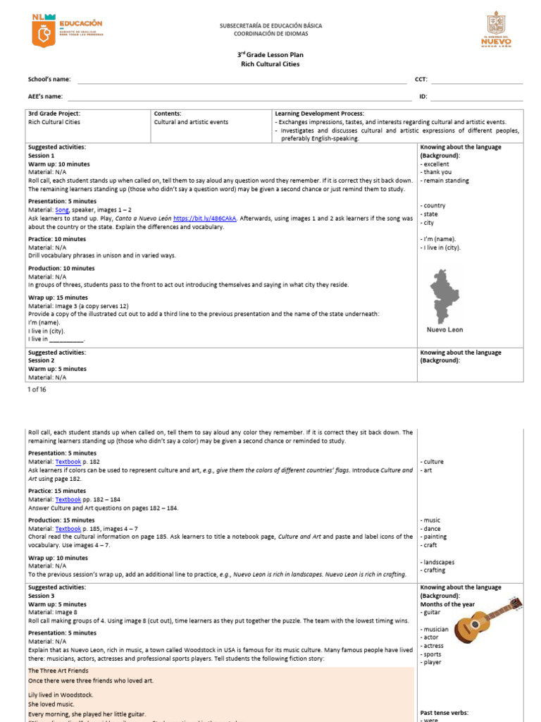 3rd Grade LP - Rich Cultural Cities | PDF | Vocabulary | Linguistics
