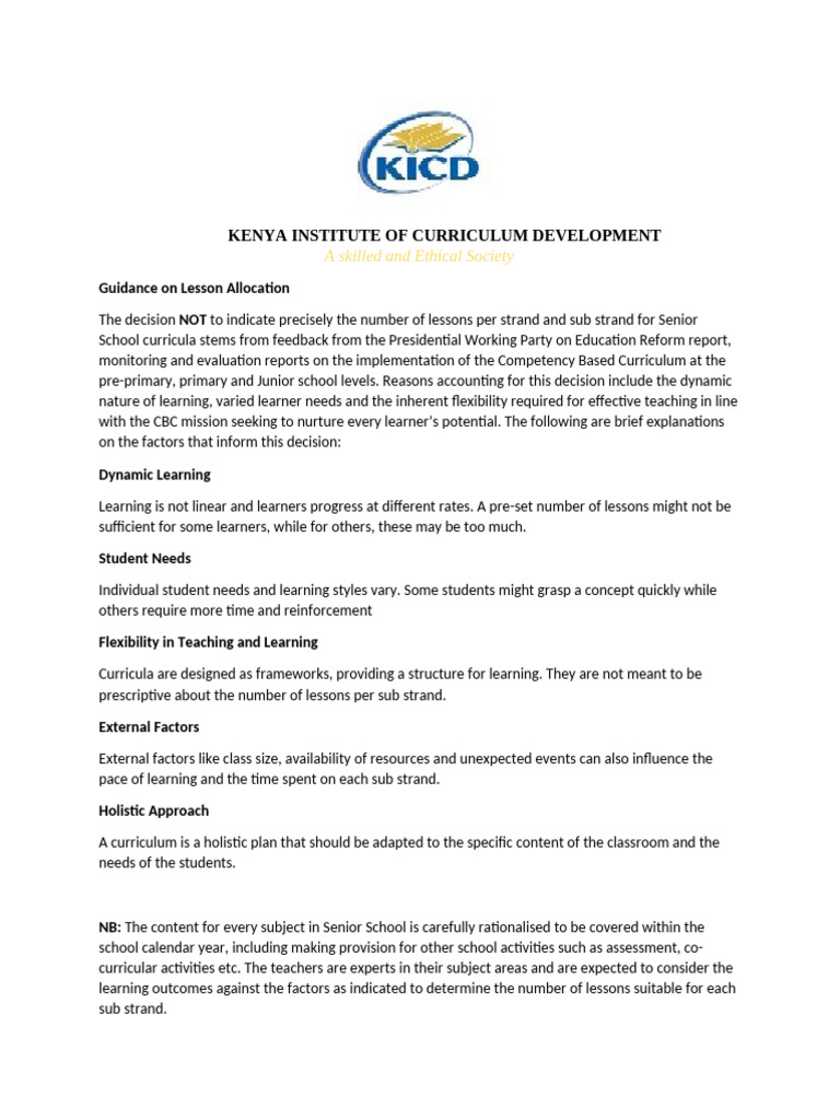 Guidance on SS Lesson Allocation | PDF