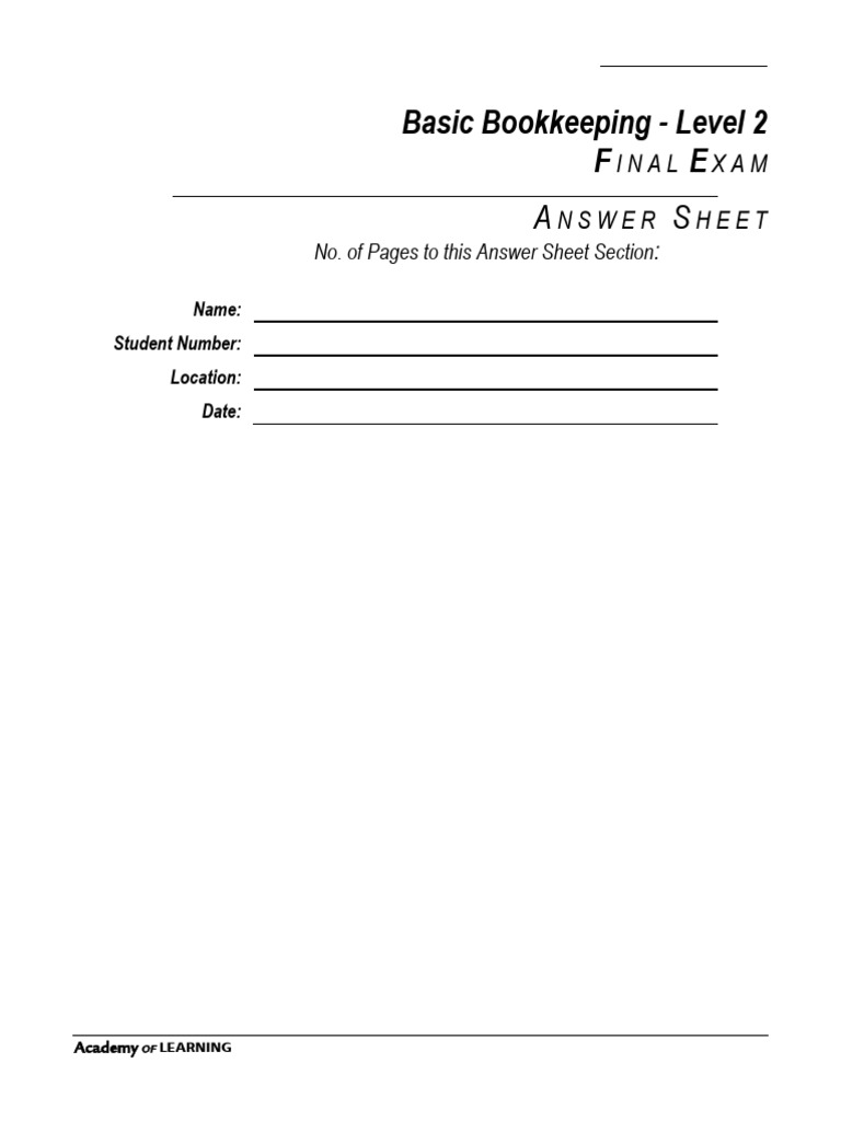 Basic Bookkeeping Level 2 Exam Answers | PDF | Depreciation | Expense