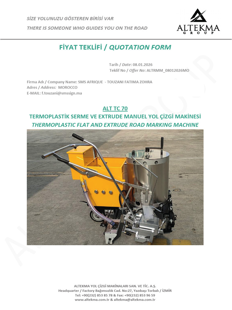 Alt TC 70 Quotation Form-08.01.2026 FR | PDF