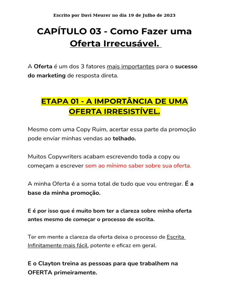 CAPÍTULO 03 - Como Fazer Uma Oferta Irrecusavel. | PDF | Dinheiro | Mercado (economia)