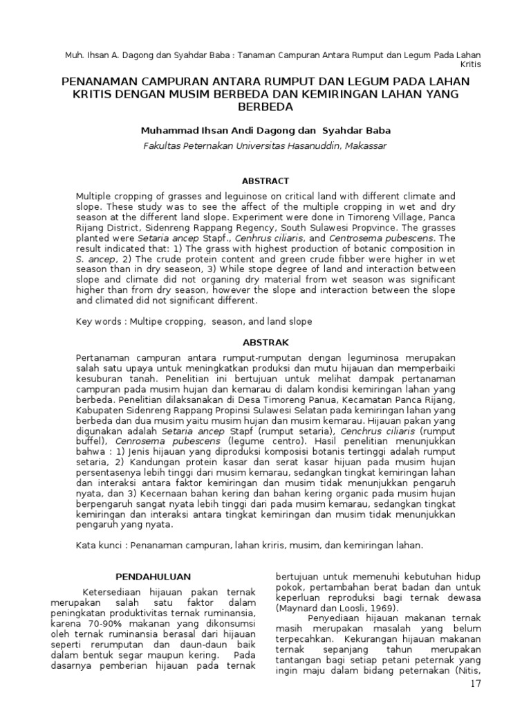 Penanaman Rumput-Legum di Lahan Kritis | PDF | Griya & Taman | Sains ...