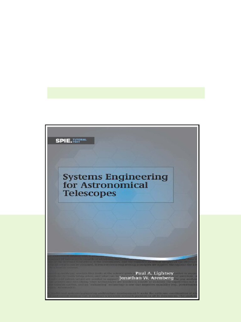 Systems Engineering For Astronomical Telescopes Paul A Lightsey ...