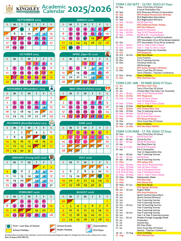 2025-2026 Academic Calendar Overview | PDF | Educational Stages ...