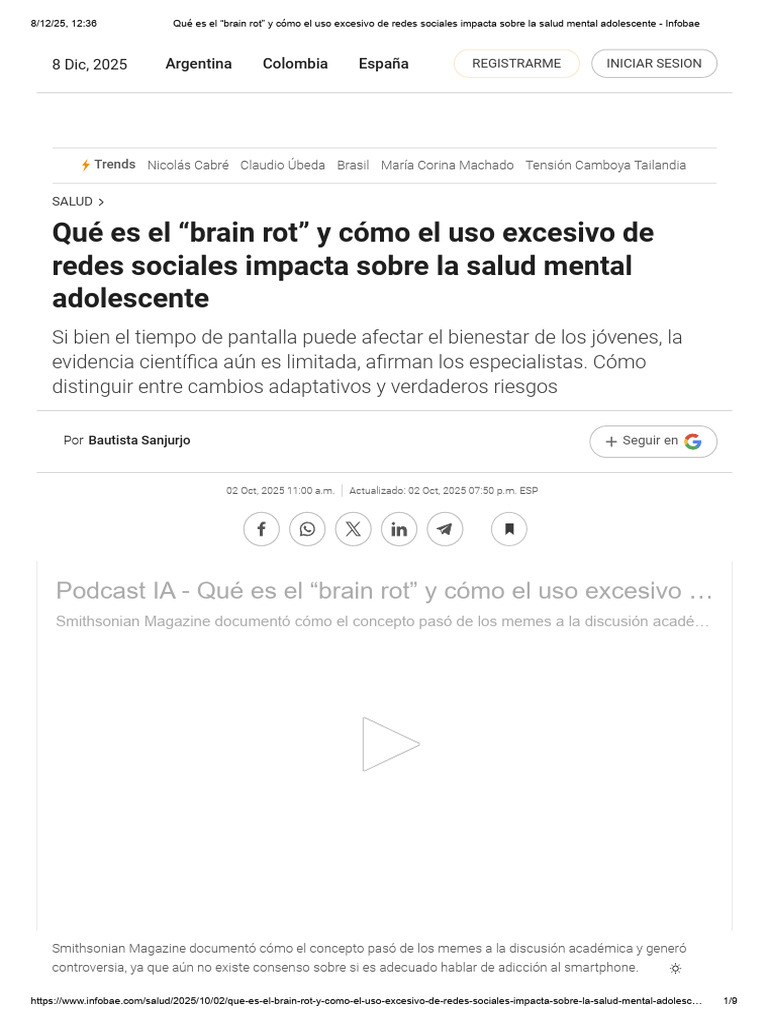 Impacto del "brain rot" en adolescentes | PDF | Salud mental | Adolescencia