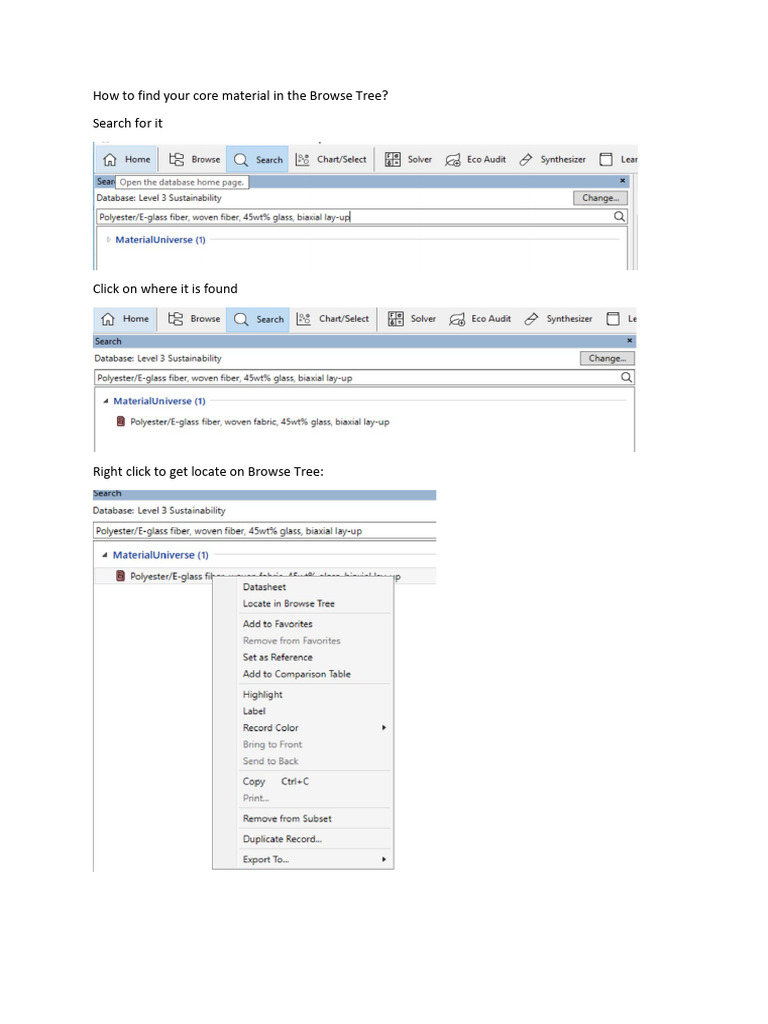 Locate Core Material in Browse Tree | PDF