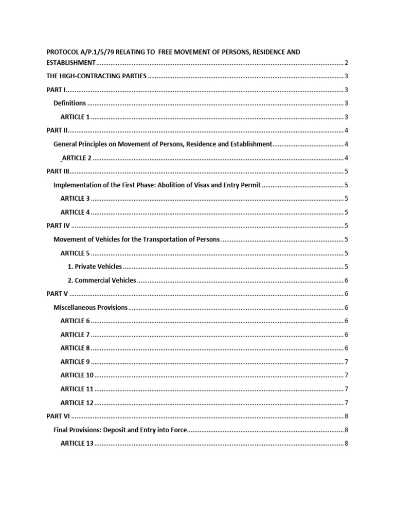 Ecowas Protocol Relating to Free Movement of Persons | PDF | Treaty ...